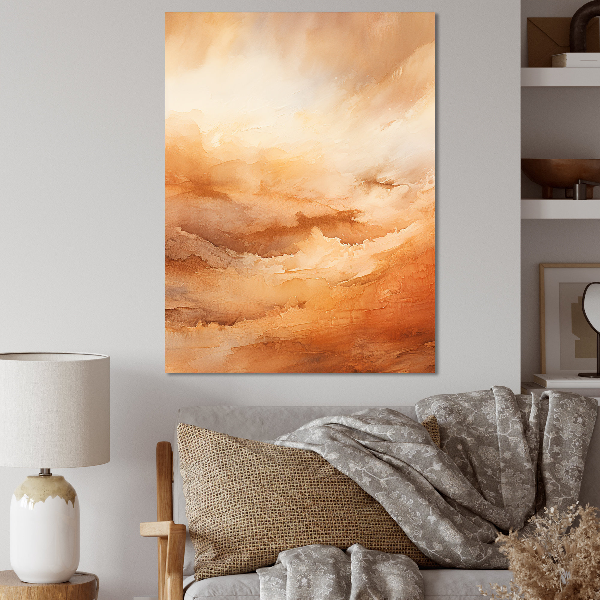Wrought Studio™ Beige Sandy Clouds Horizon - Clouds Canvas Art Print ...