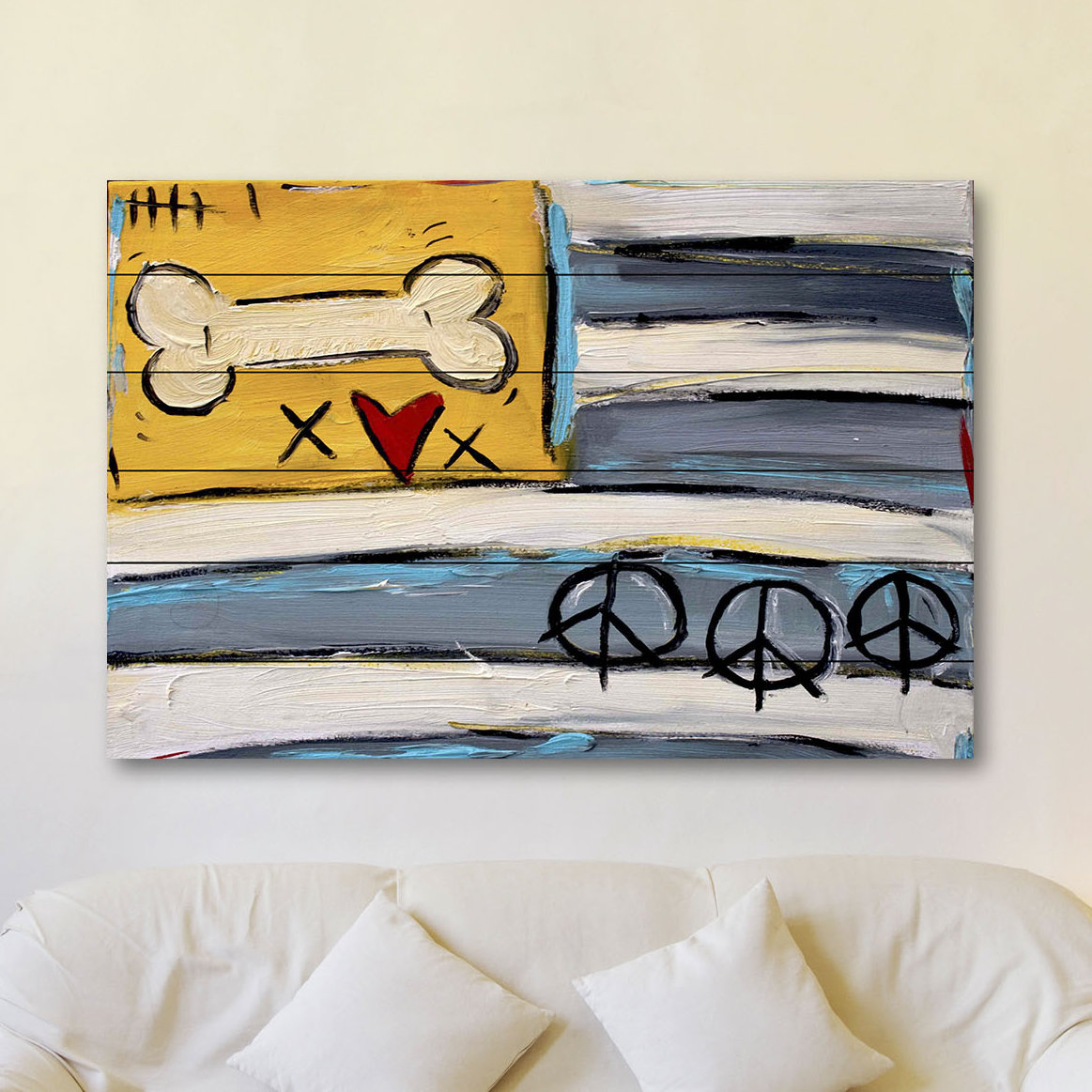 Marmont Hill 'Peace Bone Flag' by Tori Campisi Painting Print on White ...