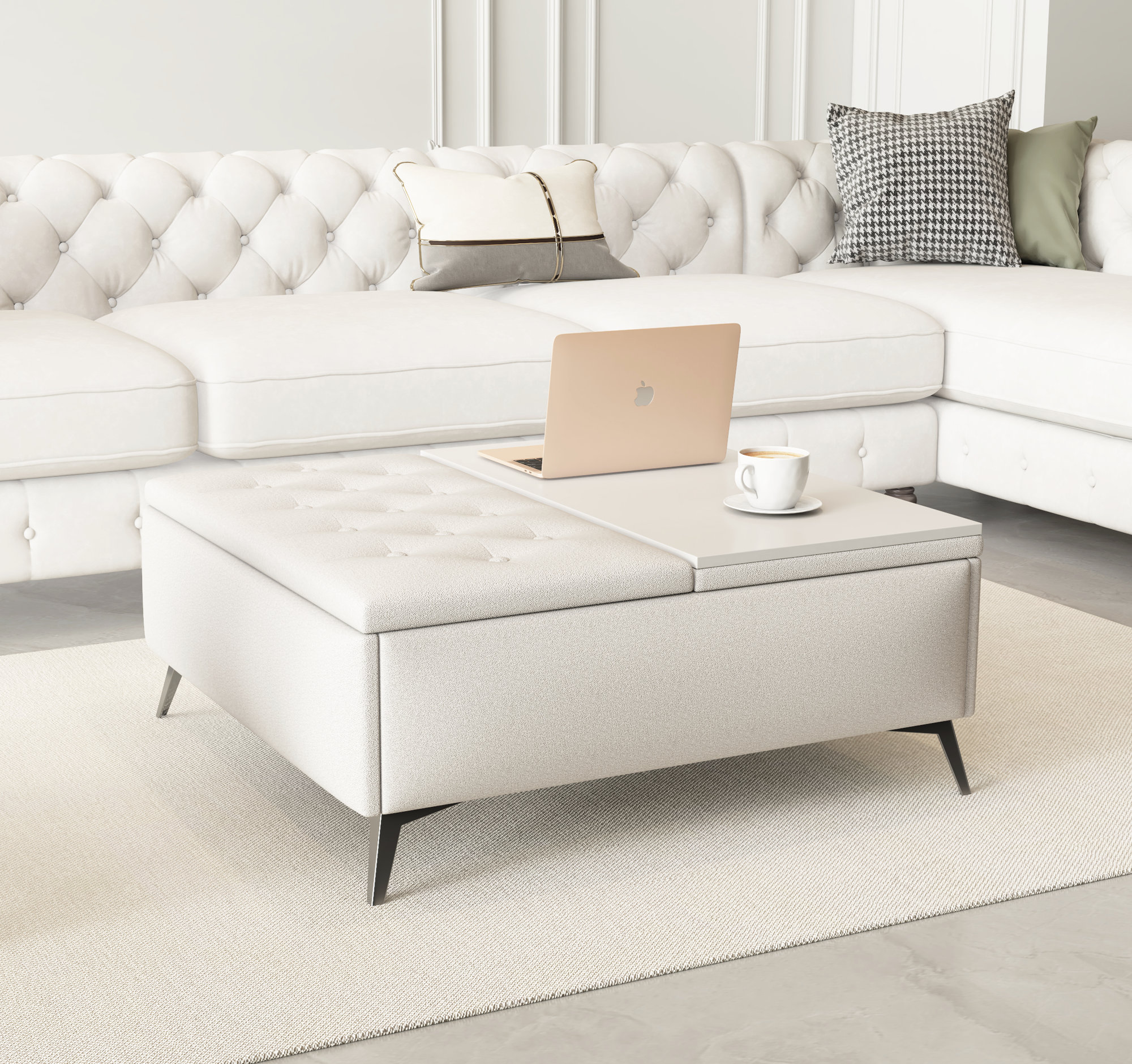 Ivy Bronx 35 inch Wide Square storage benches Coffee Table with Lift ...