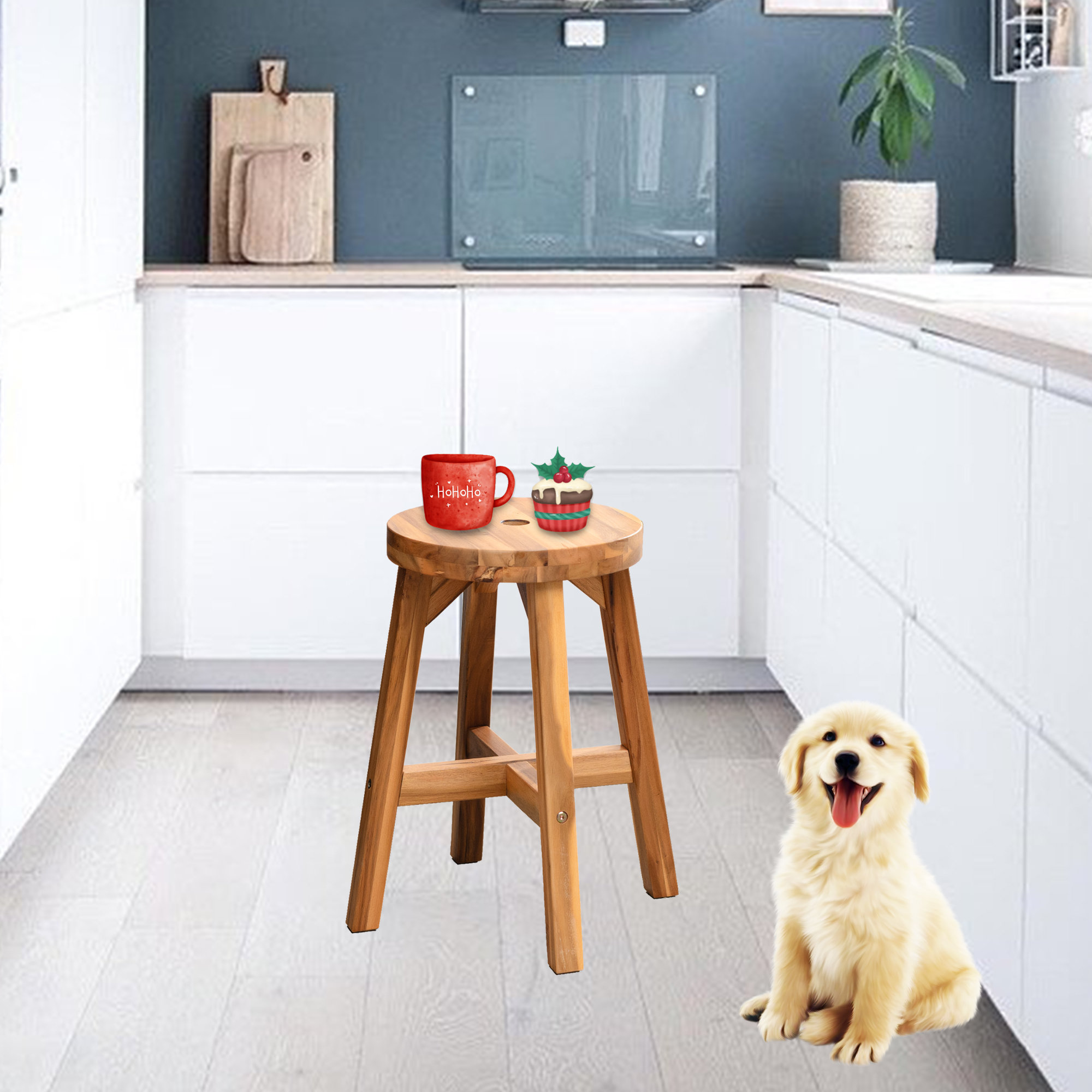 Millwood Pines Wood Accent Stool | Wayfair