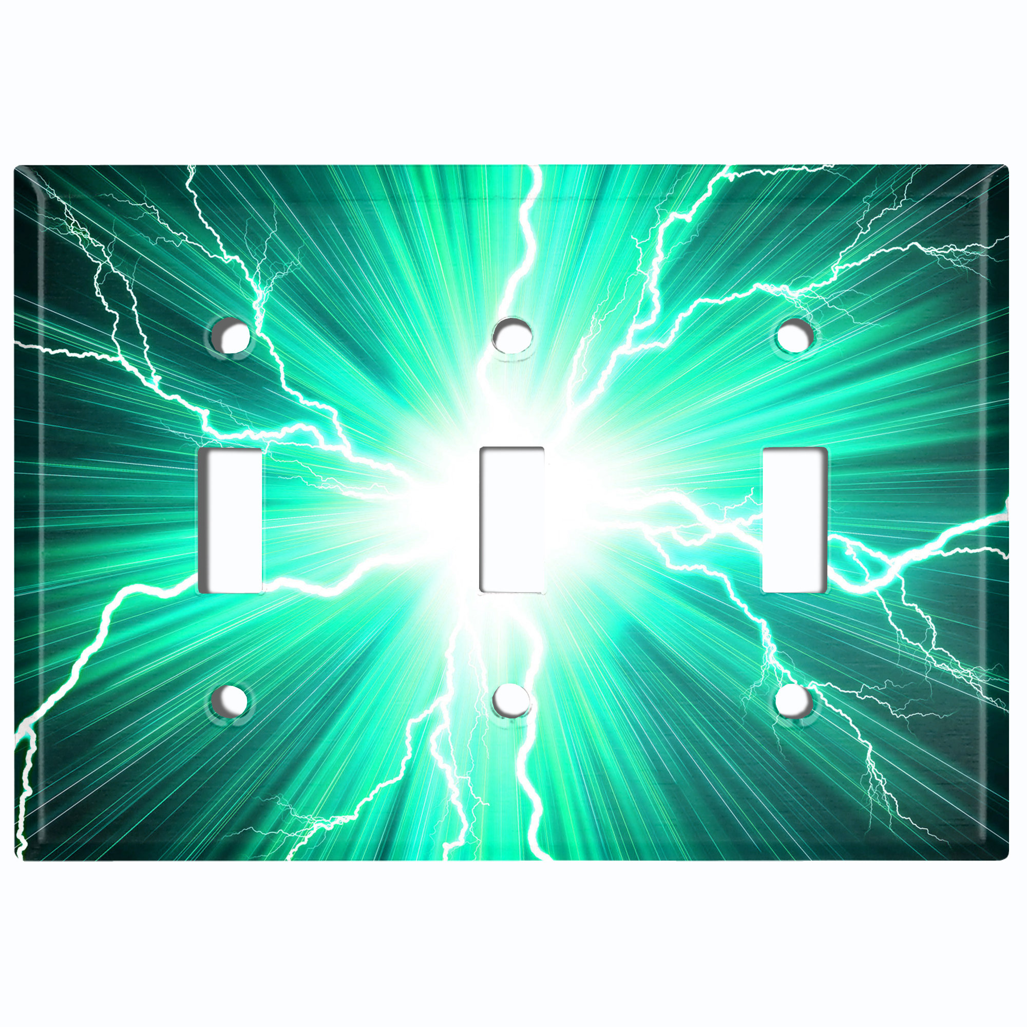 WorldAcc Metal Light Switch Plate Outlet Cover (Lightning Blue - Triple ...