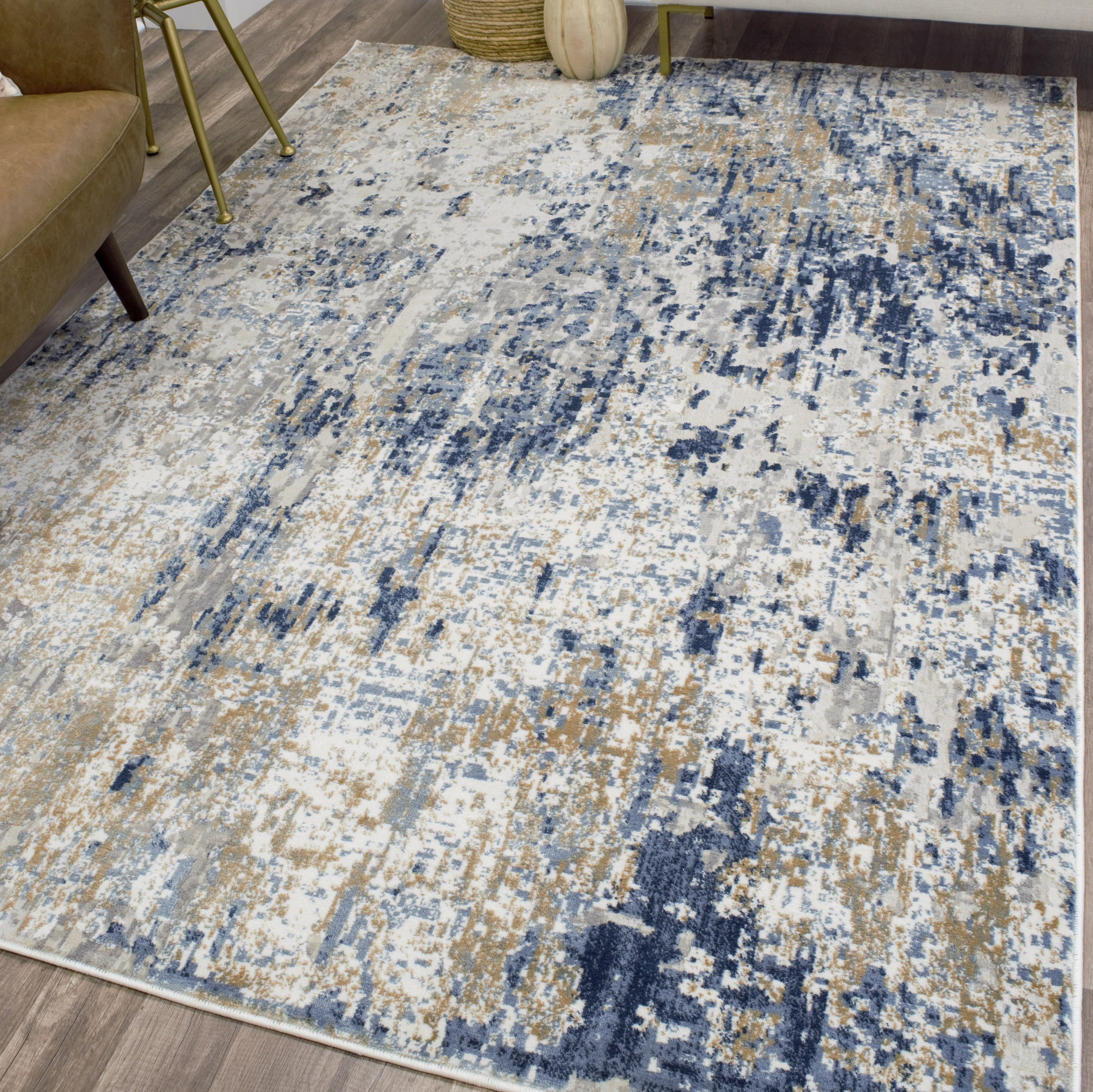 17 Stories Navarra Auden Abstract Gold Foil Area Rug & Reviews | Wayfair