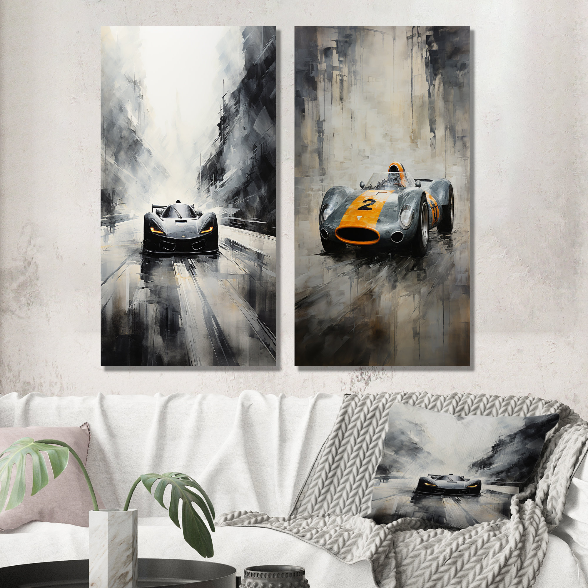 Trent Austin Design® Grey Minimalist Race Car Tracks I - Race Tracks ...