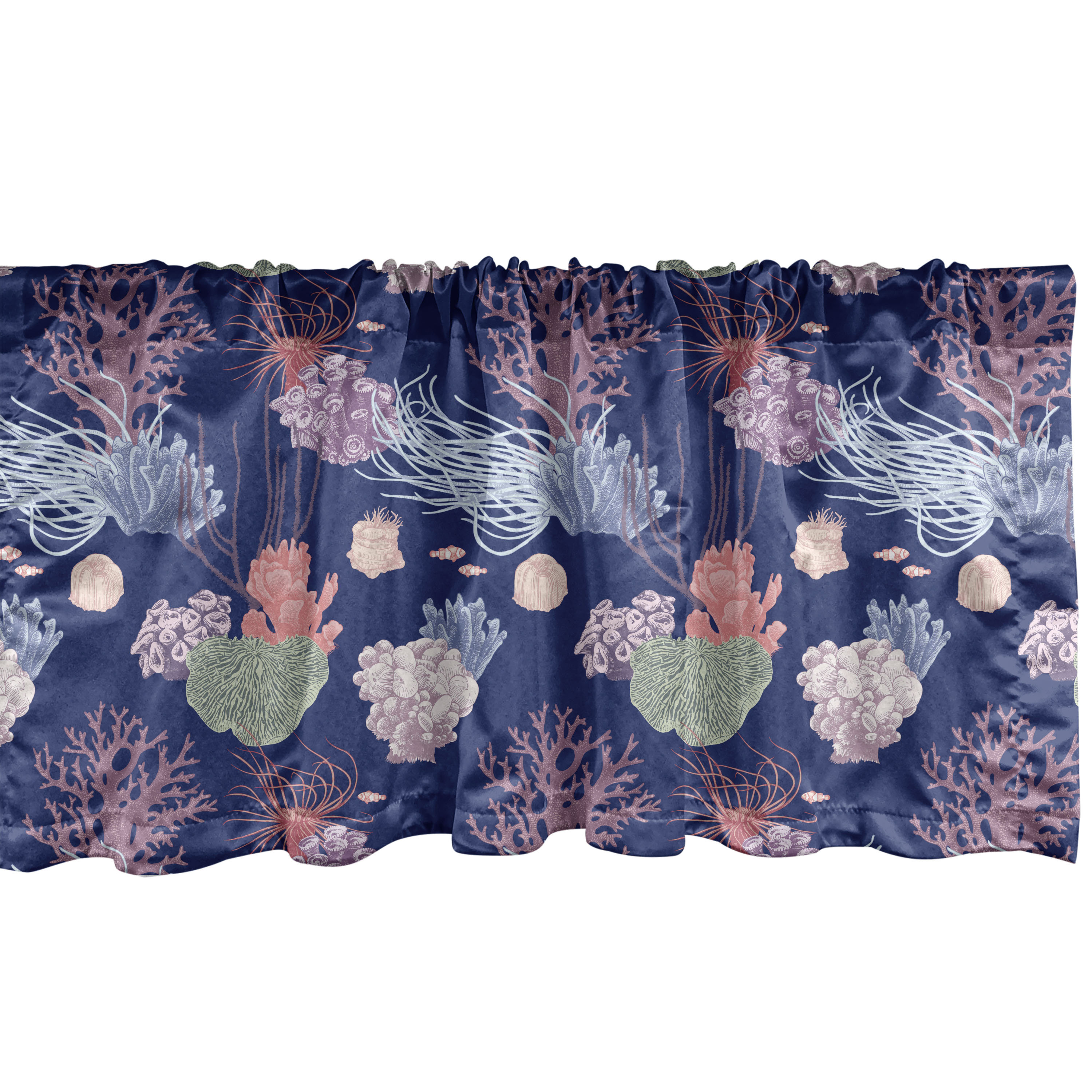 Ambesonne Nautical Valance Pack of 2 Colorful Marine Plants Multicolor ...