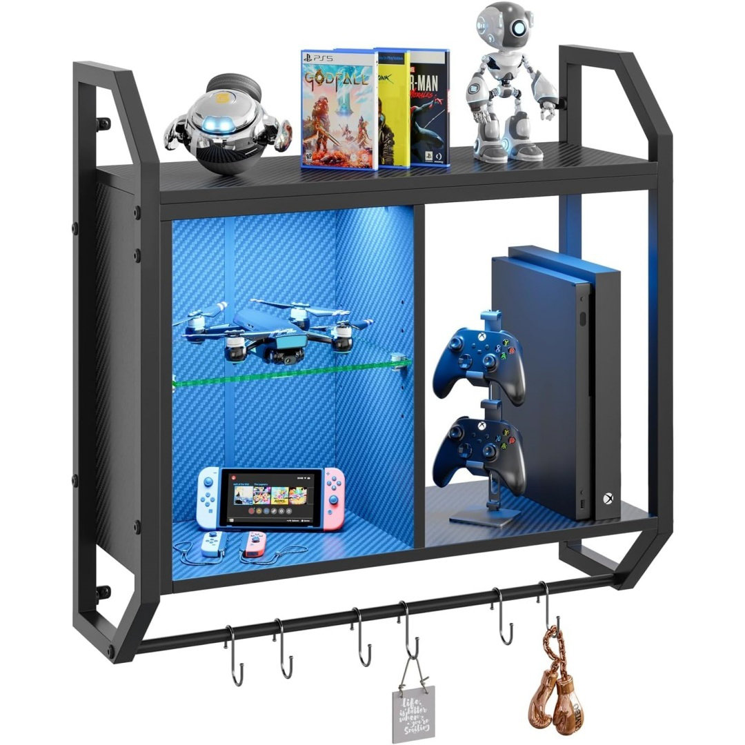 17 Stories 25" LED Gaming Floating Shelves For Wall, Wall Mounted Shelf ...