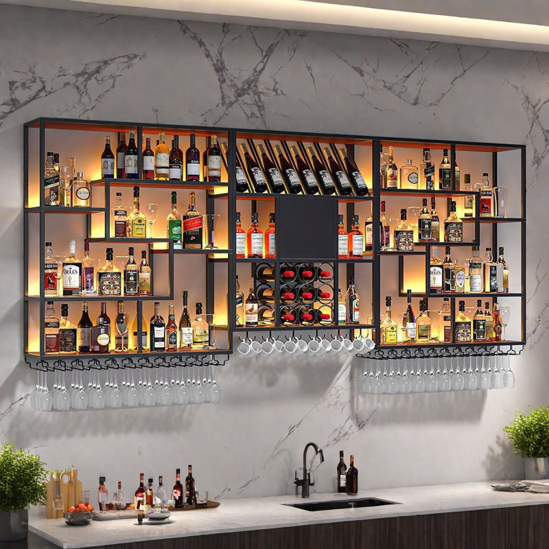 HomeZenLiving Modern Wall Mounted Iron Wine Rack | Wayfair