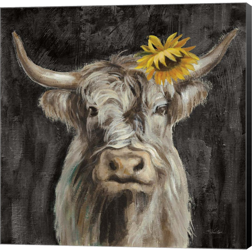 Union Rustic Floral Highland Cow On Canvas by Floral Highland Cow ...