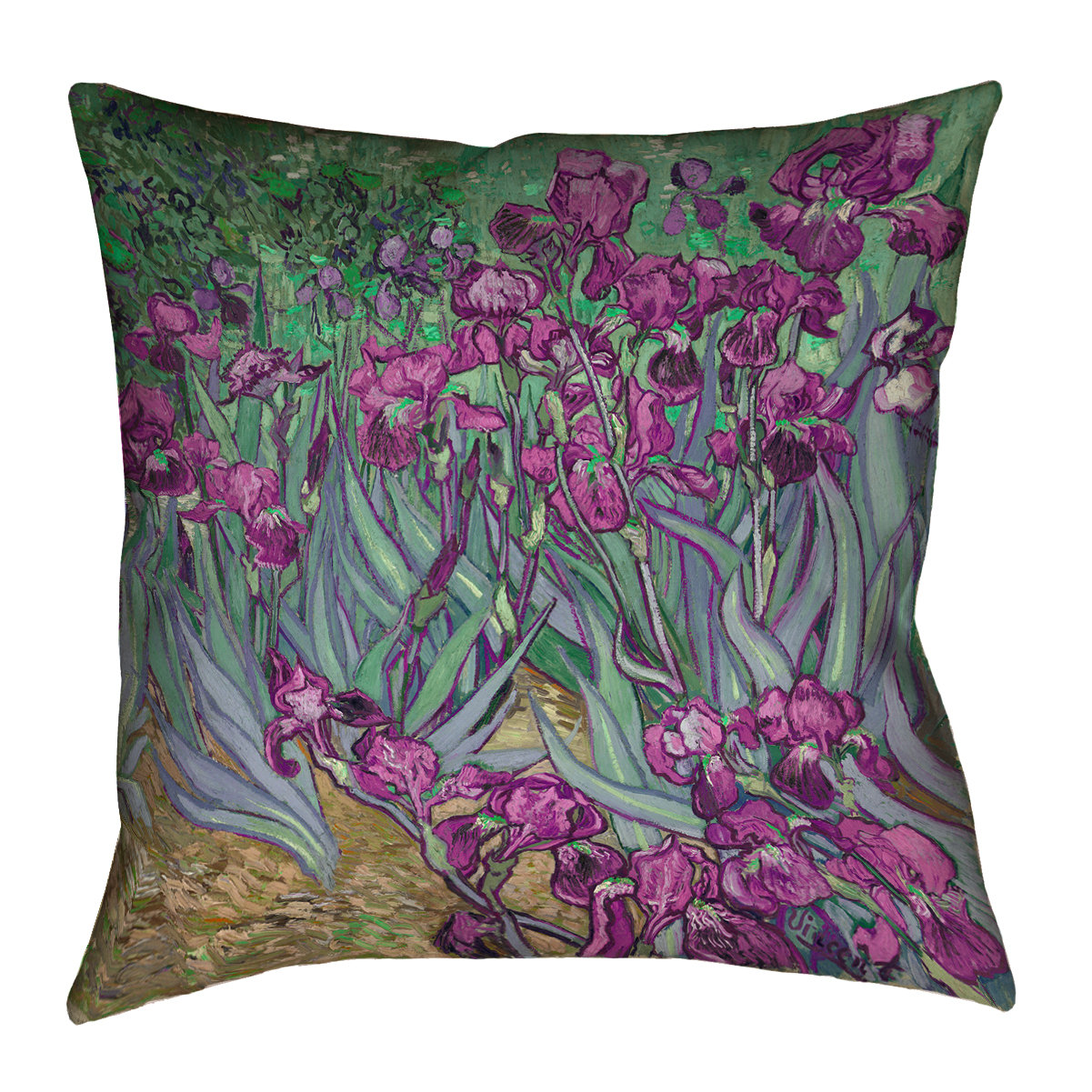 ArtVerse Vincent Van Gogh 16" x 16" Irises in Pink Outdoor Pillows ...