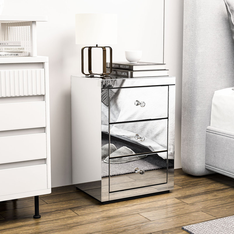 Mercer41 Laiyanna 26'' Tall 3- Drawer Mirrored Nightstand of 2 | Wayfair