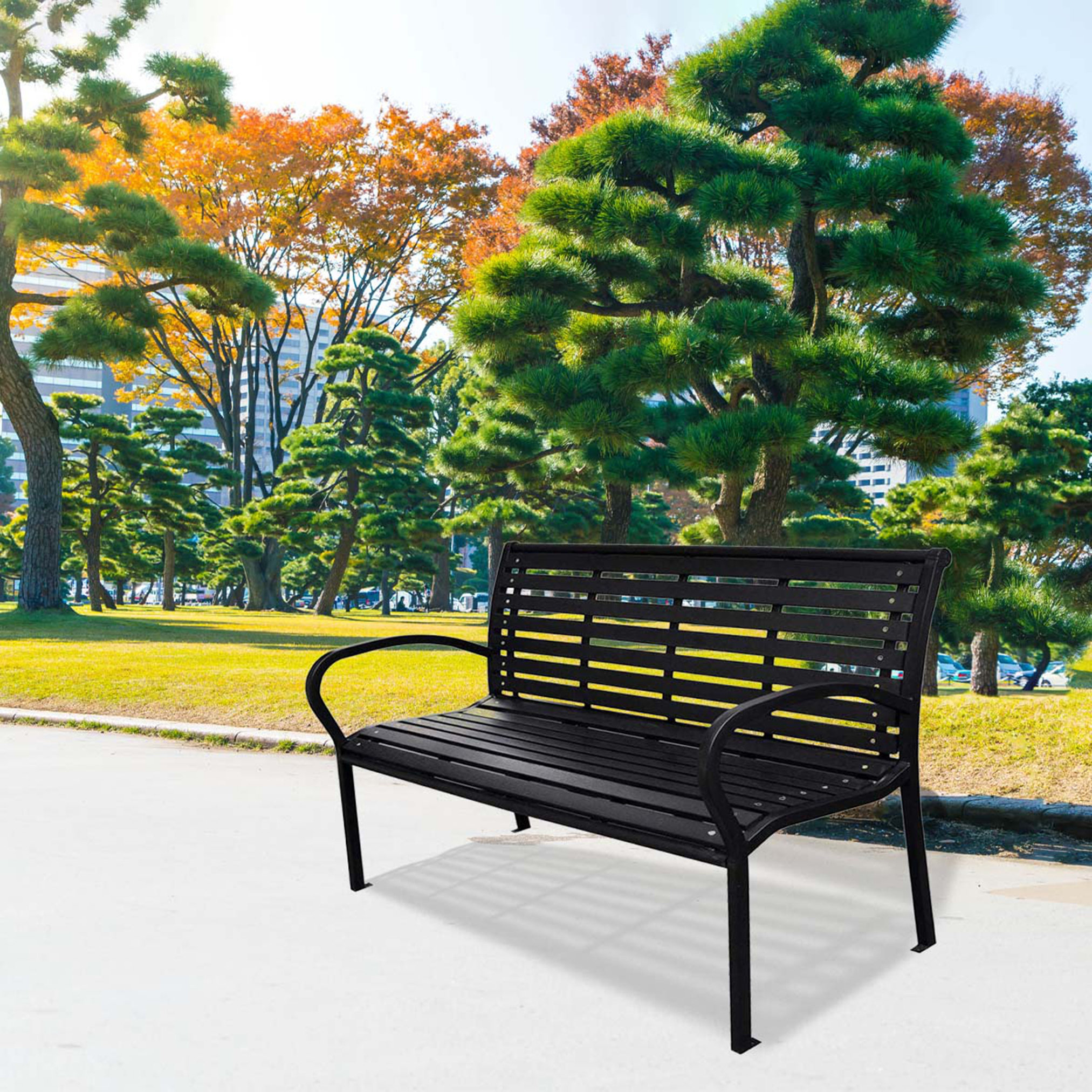 Lark Manor™ Sturdy Steel And WPC Patio Bench, Perfect For Outdoor ...