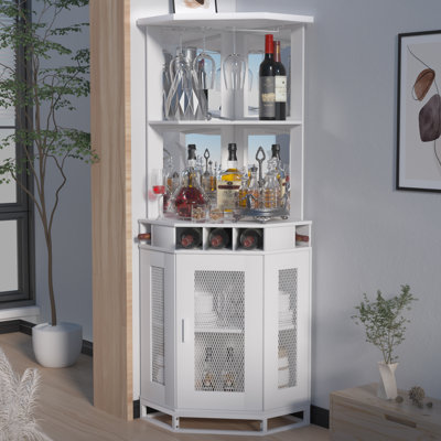 Millwood Pines Robynn Corner Bar Unit or Lounge Corner Bar Cabinet ...