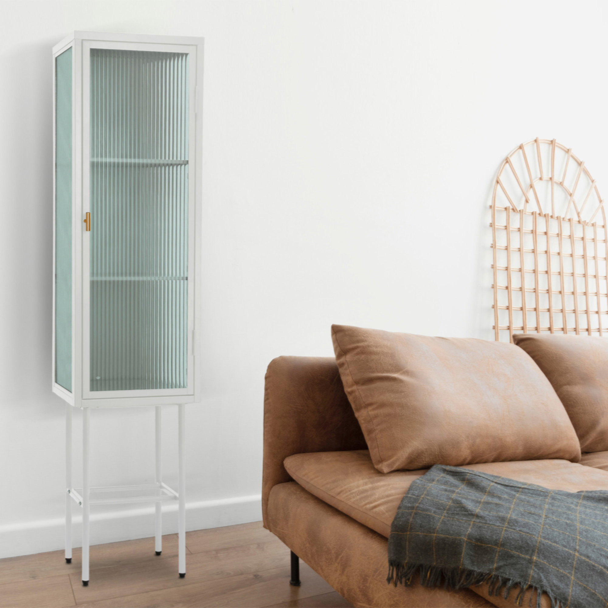 Latitude Run® Retro Style Freestanding Metal Tall Display Cupboard With ...