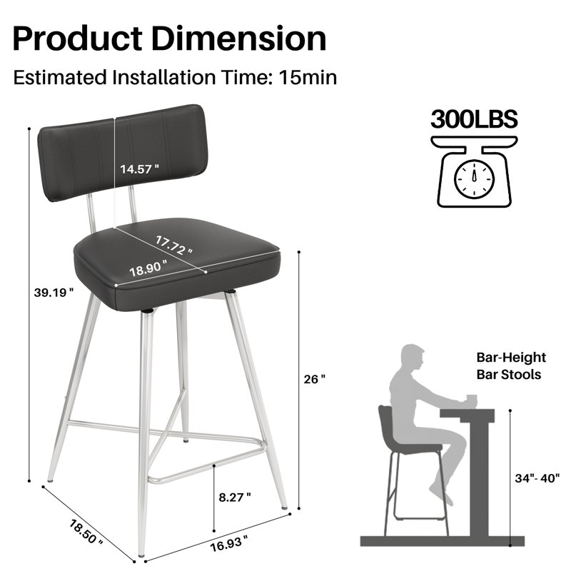 Corrigan Studio® 26 inch Swivel Counter Stools & Reviews | Wayfair