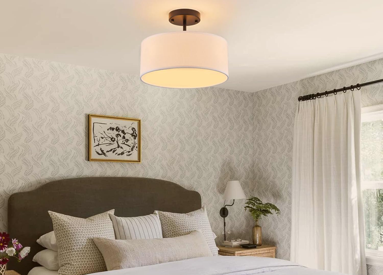 MABOSY Semi Flush Mount Ceiling Light 13 Inch Modern 3-Light Ceiling ...
