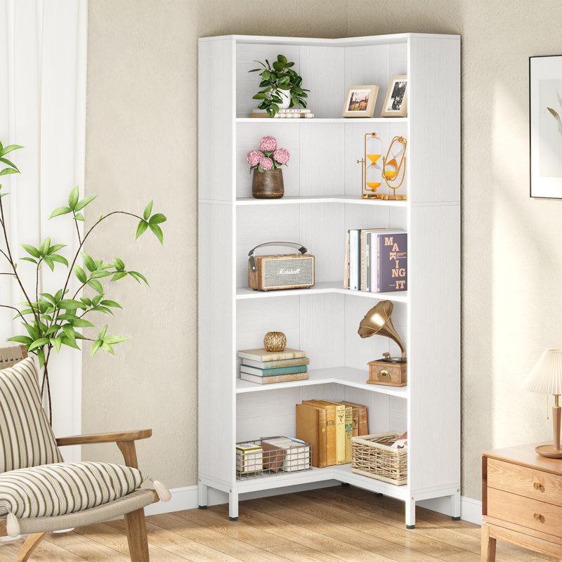 Latitude Run® 70.8'' H x 27.5'' W Corner Bookcase, Modern 5 Tier Corner ...