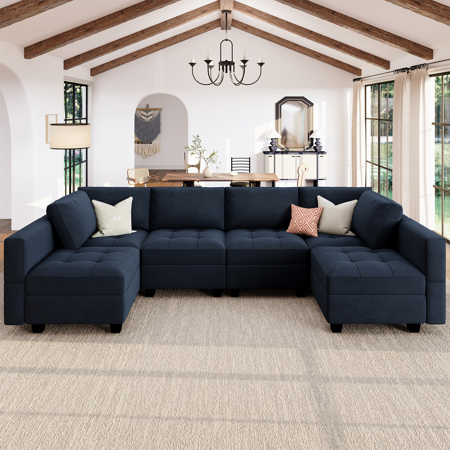 Latitude Run® Modular U-shaped Sectional Couch with Storage Seat | Wayfair