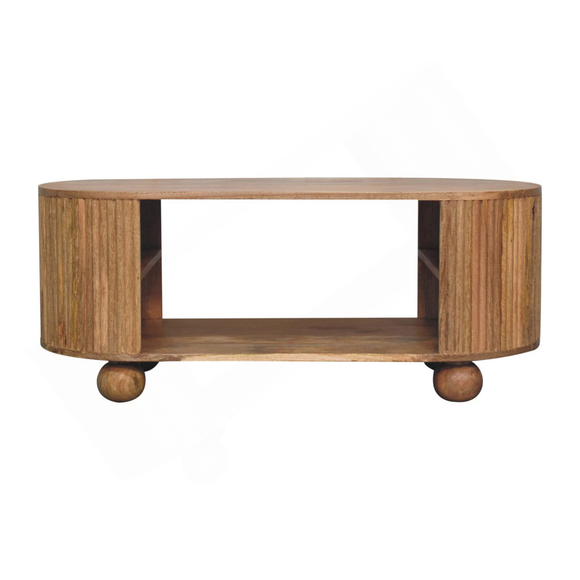 Dakota Fields Wood Ball Coffee Table, Open Storage, Light Brown | Wayfair