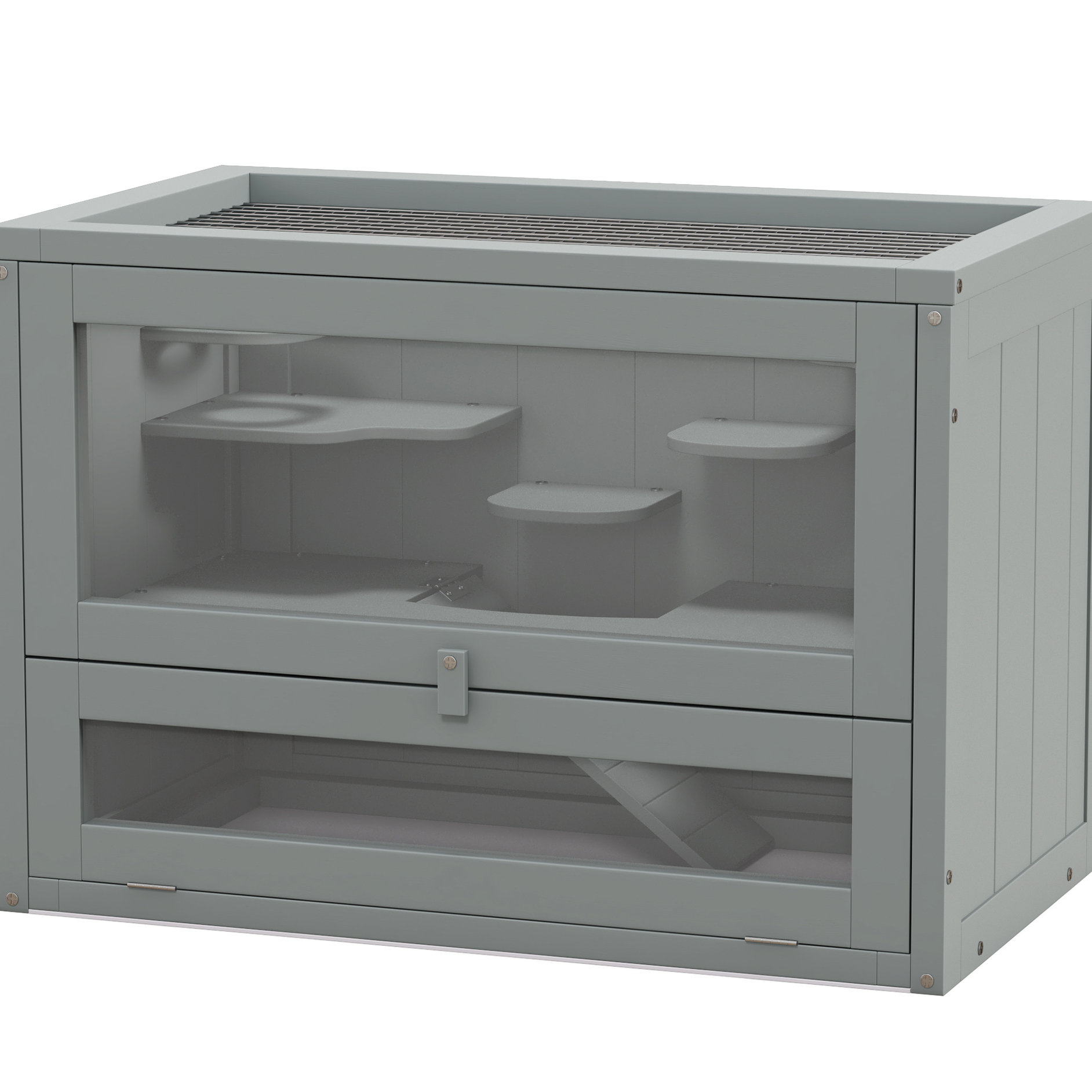 Hokku Designs 2-Level Hamster Cage, Gray. Made Of Quality Fir Wood ...