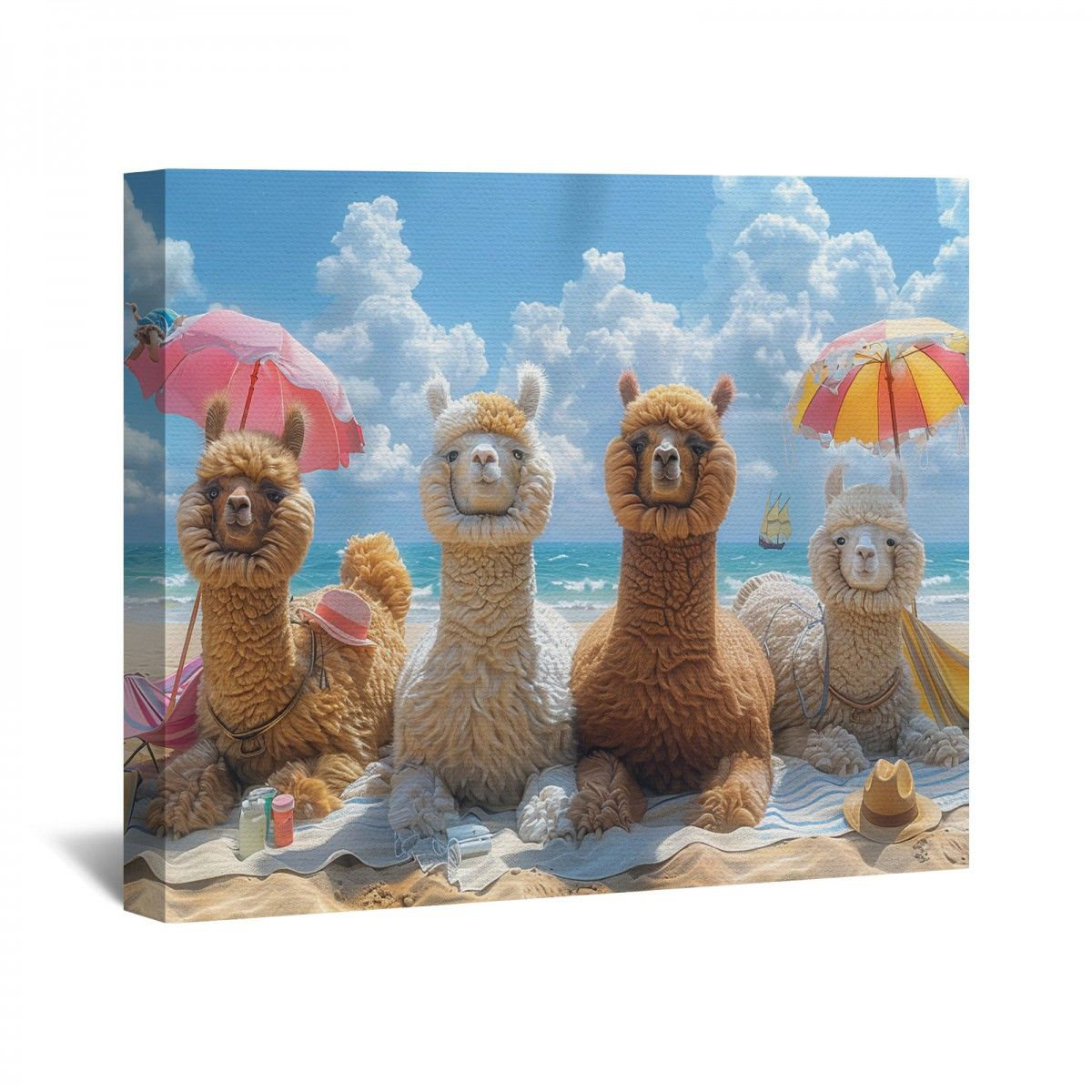 Red Barrel Studio Beach Alpacas Framed On Canvas Print | Wayfair