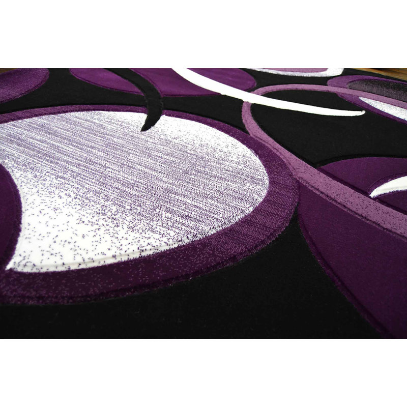 Ivy Bronx Mccampbell Performance Purple/Black Rug & Reviews | Wayfair