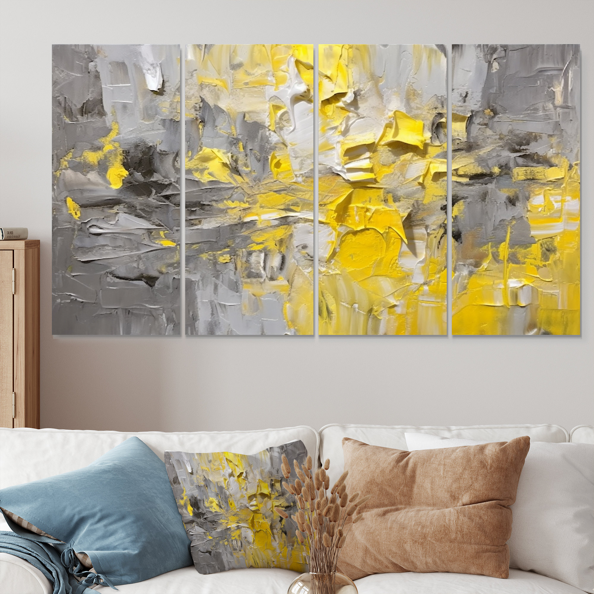 Wrought Studio™ Intense Reverberations Yellow Gray - Abstract Wall Art ...