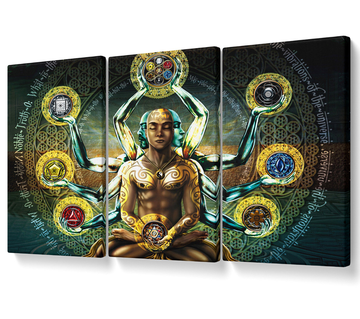 Latitude Vive Tibetan Unifying Elements - 3 Piece Wrapped Canvas ...