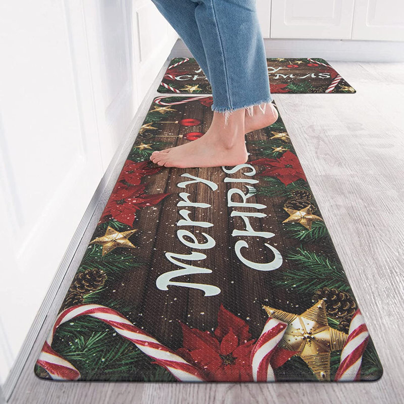 The Holiday Aisle® Dewarren Christmas Anti-Fatigue Non-Skid Kitchen Mat ...