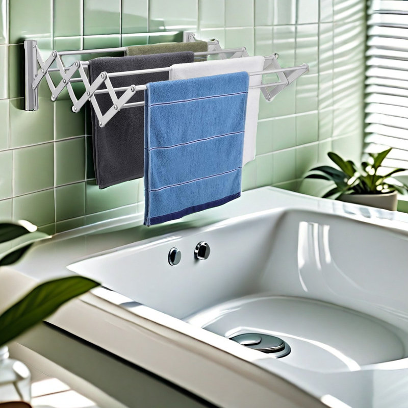 Rebrilliant Aluminum Foldable Wall-Mounted Drying Rack | Wayfair