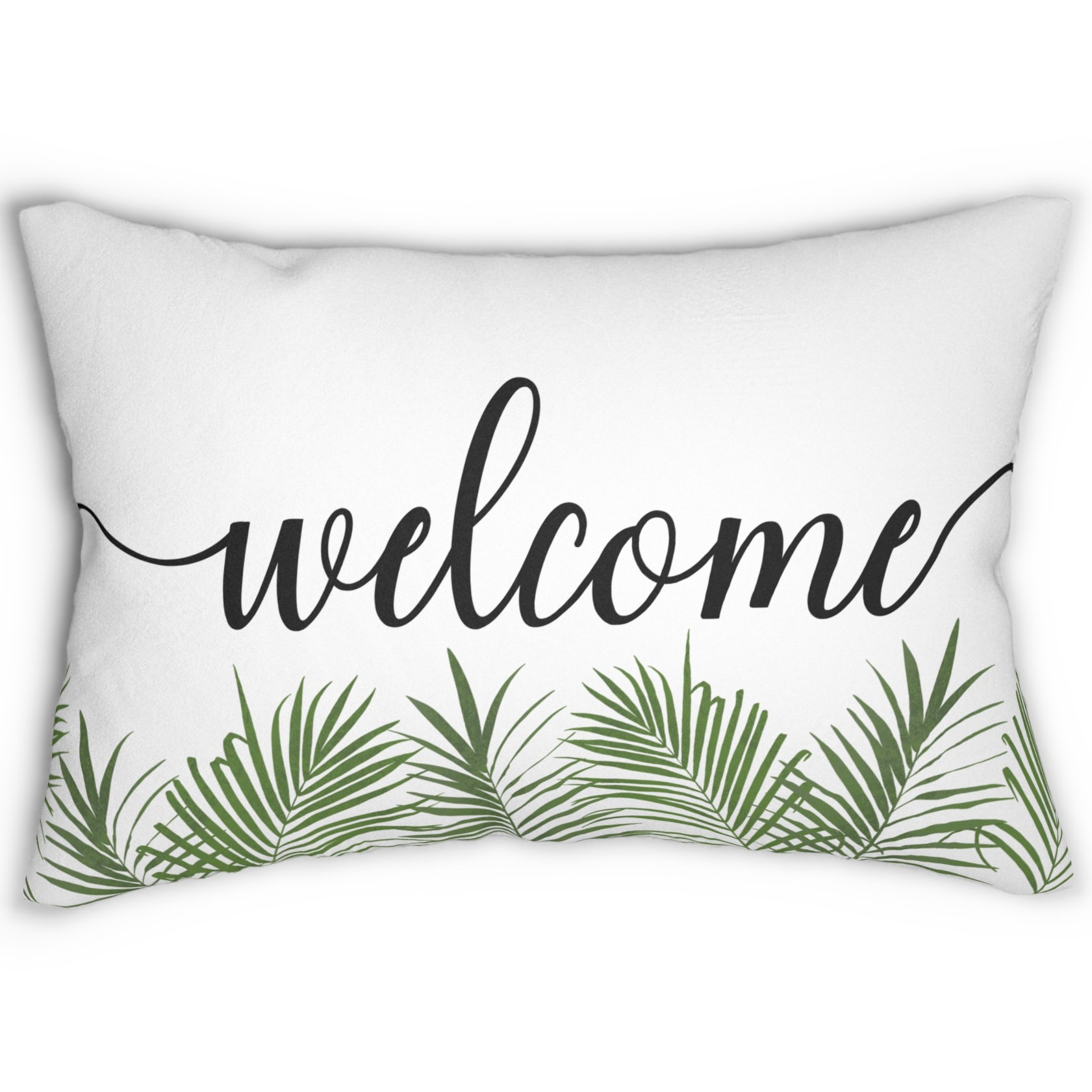 Oveesha Welcome Calligraphy Decorative Lumbar Pillow / Typography Text ...