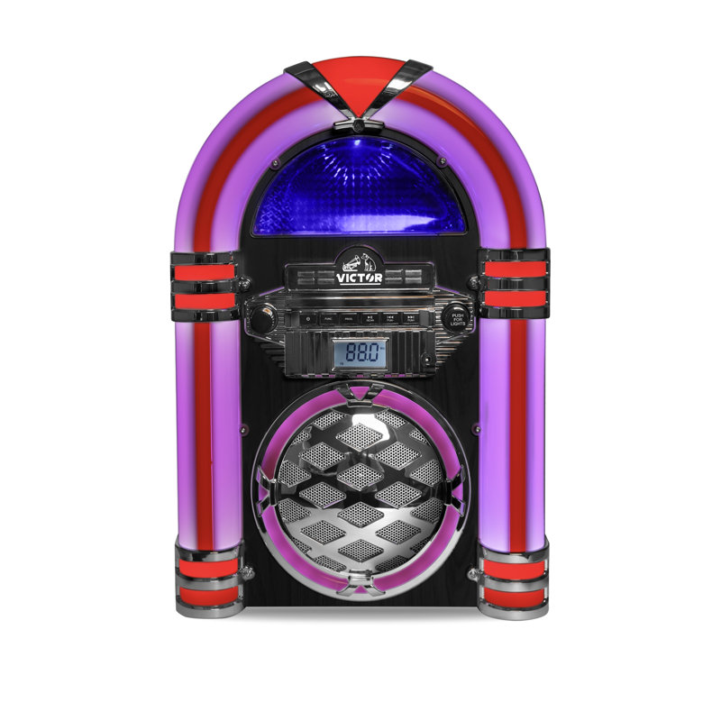 Victor Bluetooth Jukebox Speaker with FM Radio & Multicolor LED ...