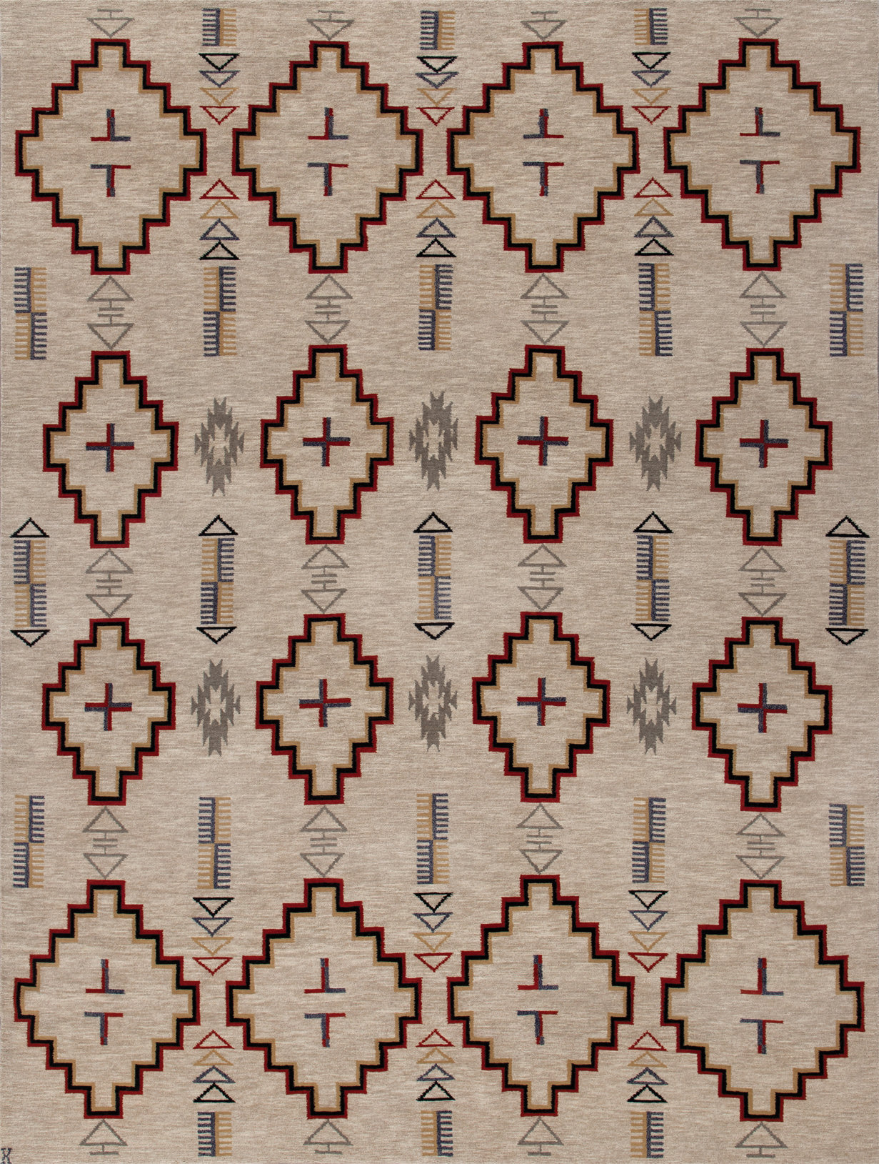 New Moon Rugs Mesa Southwestern Hand-Knotted Wool Rug in Tan/Gray/Black ...