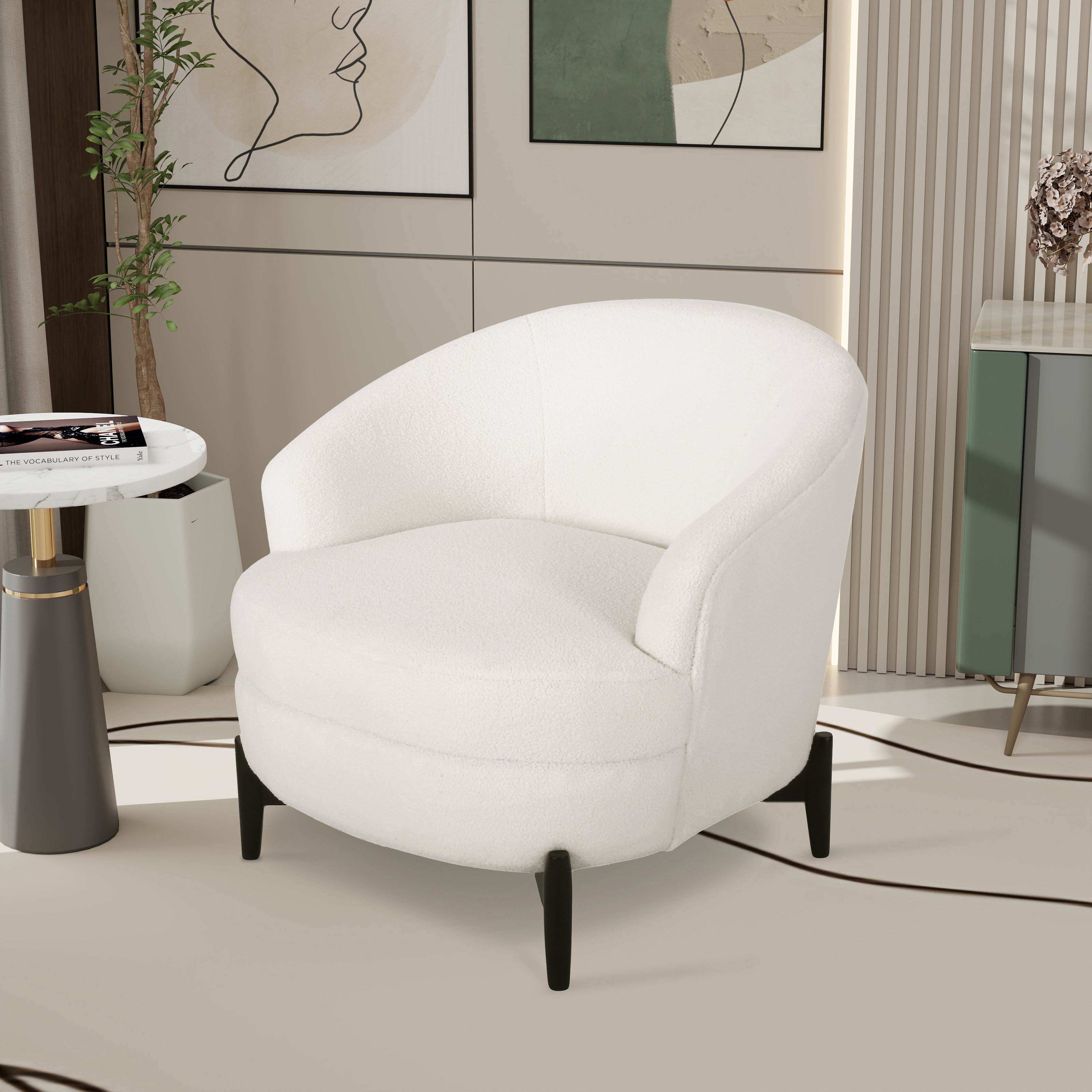 Ivy Bronx Accent Chair With Black Metal Leg | Wayfair