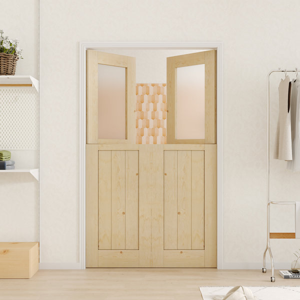 CHIC MODE Two-Panel Split Double Dutch Door, Upper Glass Lower Core ...