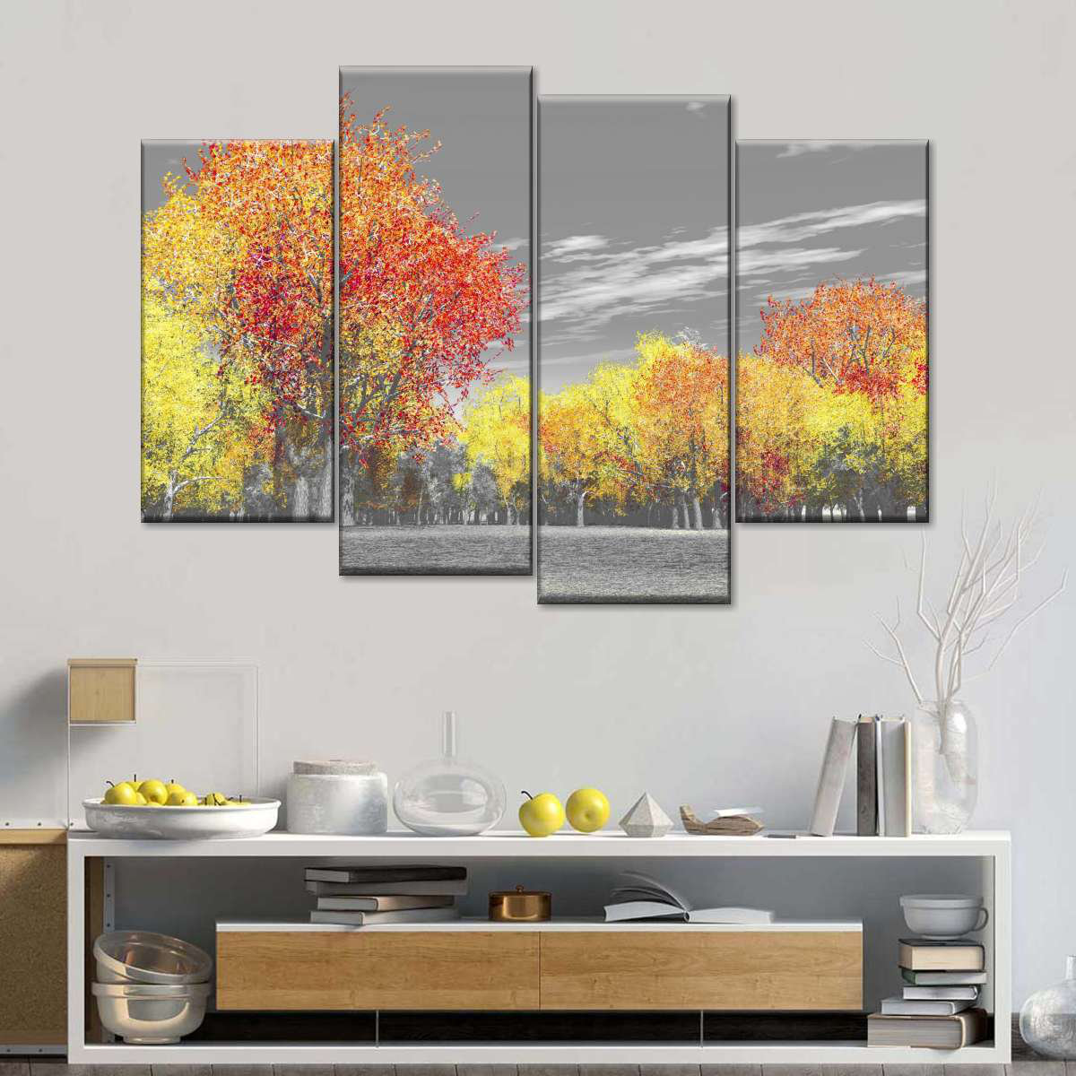 Elephant Stock Fall Autumn Scenery On Canvas 4 Pieces Print | Wayfair