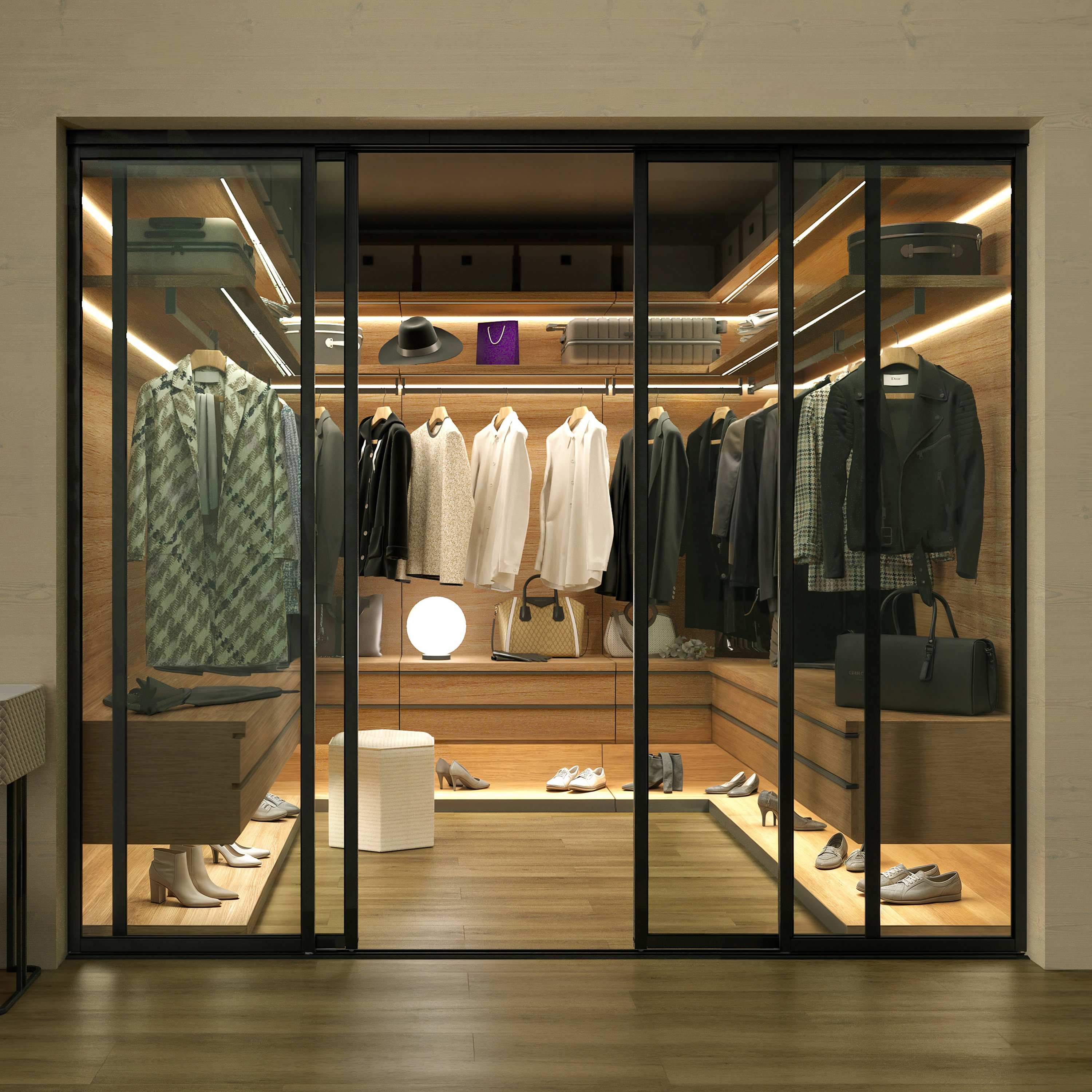 Doors22 4 Panel - Black Frame - Closet And Room Divider | Wayfair