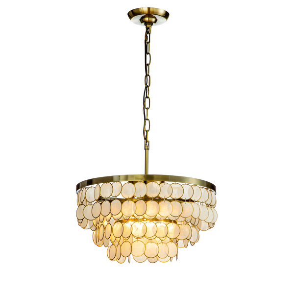 Mercer41 Gohar 4-Light Unique/Statement Round Coastal Capiz Shell ...
