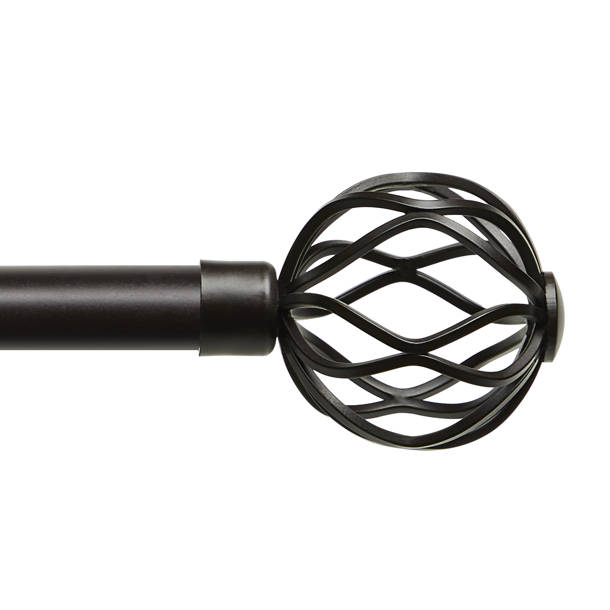 Corrigan Studio® Grijalva Iron/Resin Adjustable Single Curtain Rod ...