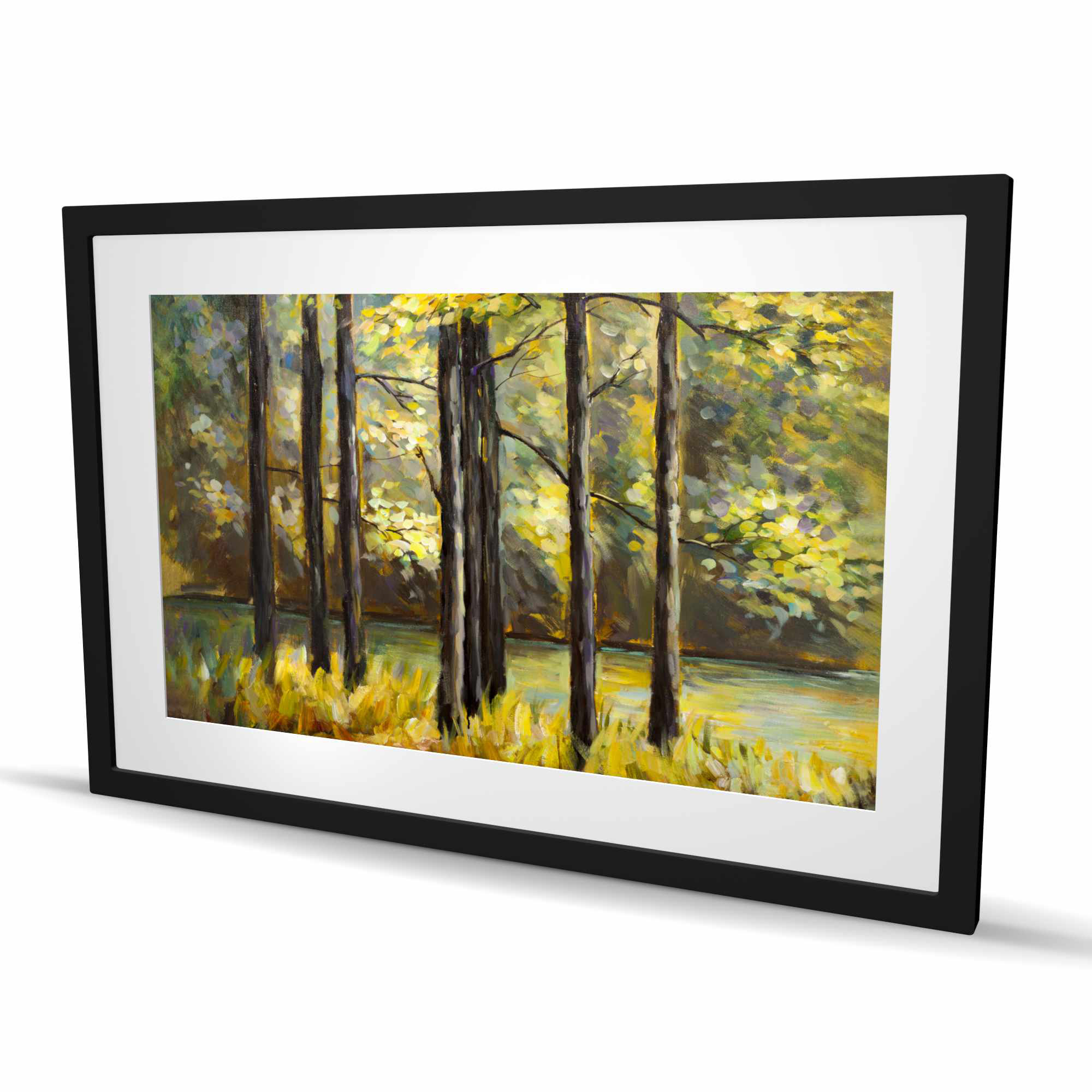 Lark Manor™ Trees in the Middle of the Lake - Brown Trees Framed Print ...