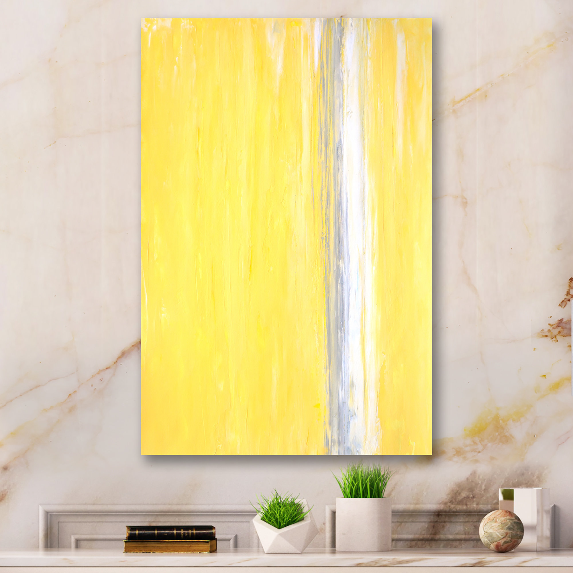 Wrought Studio™ Yellow And Gray Merging Abstract XVI - Modern ...
