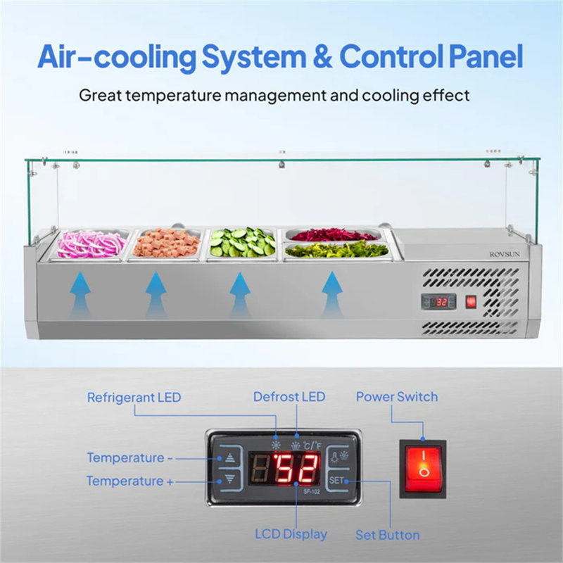 Winado 47 Inch Countertop Refrigerated Prep Rail | Wayfair