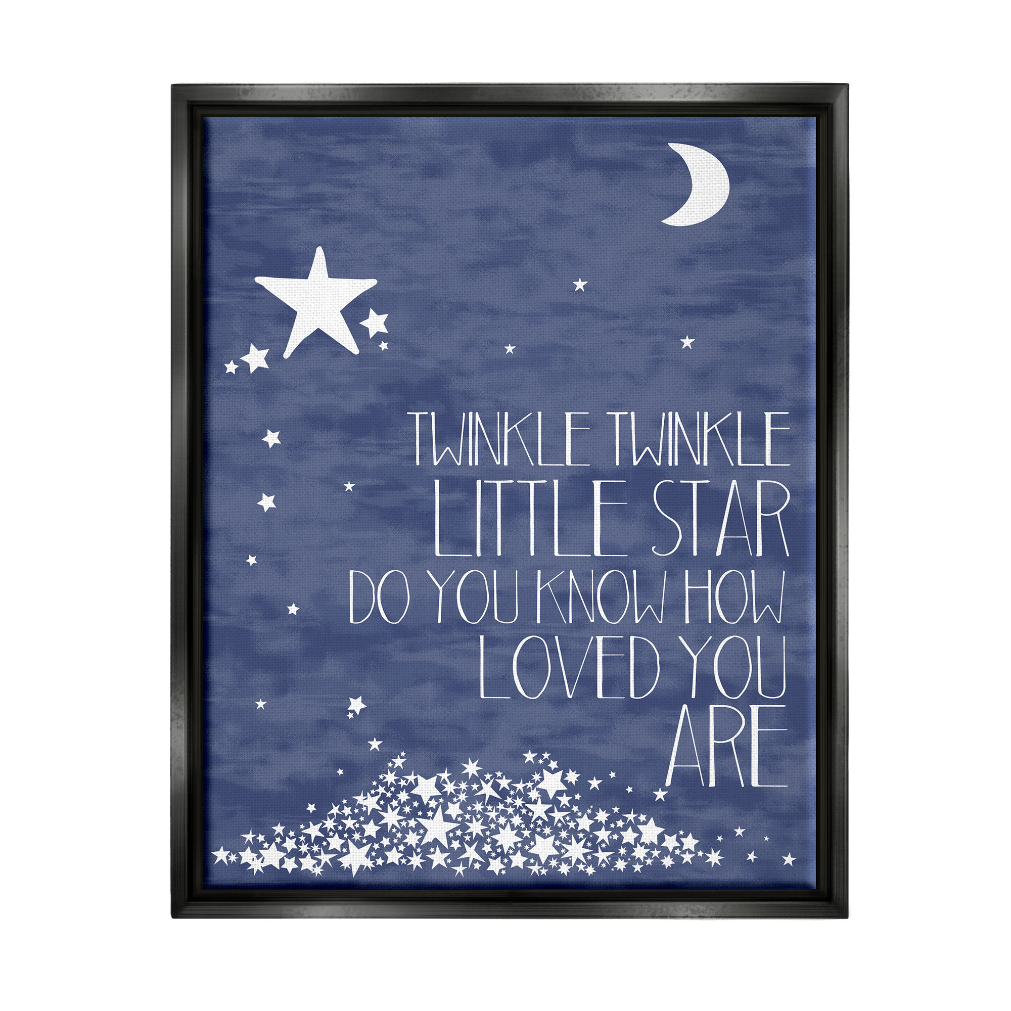 Trinx Navy Textural Twinkle Little Star Typography Canvas Wall Art By ...