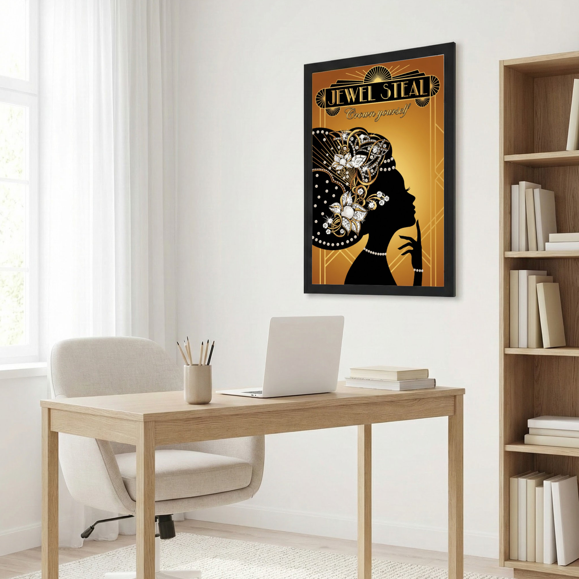Everly Quinn Jewel Steal Art Deco Woman Silhouette Canvas Wrapped Wall ...
