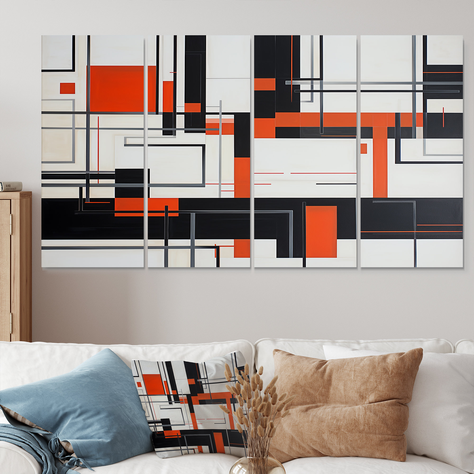 Ivy Bronx Modernist Red Deconstructed Cubes - Geometric Wall Art Decor ...