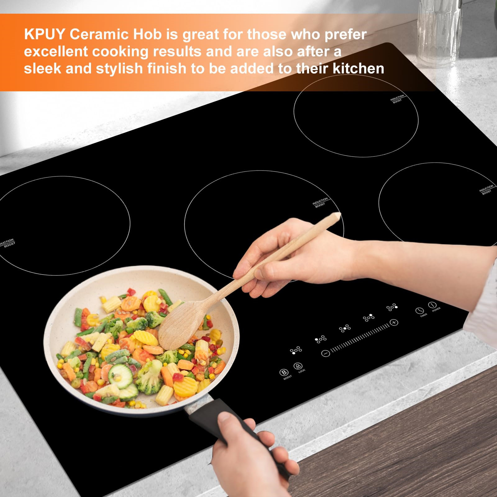KPUY 30 in. 5 Burners Induction Cooktop with 9 Power Levels, Child ...