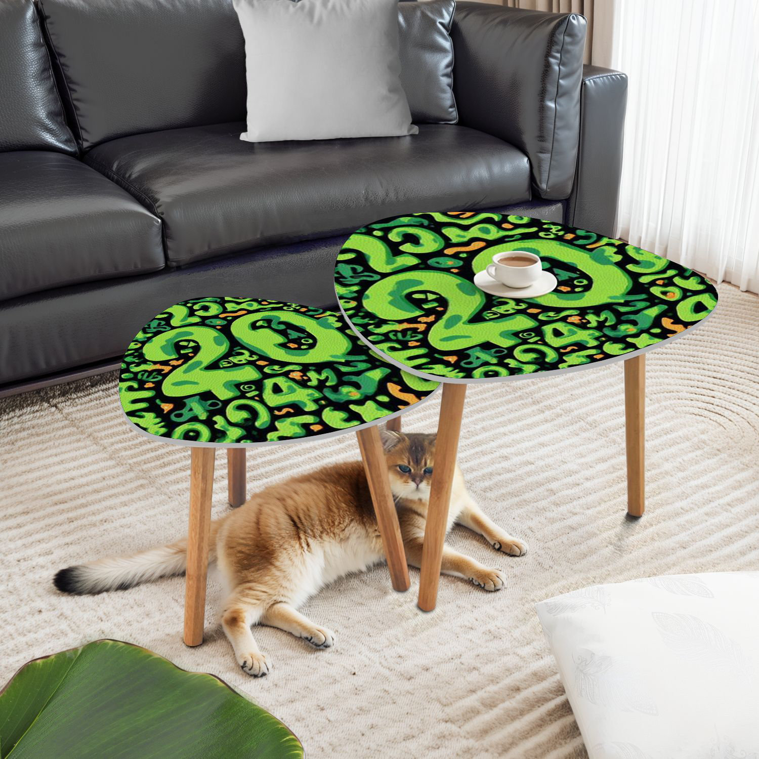 George Oliver Triangle Nesting Coffee Table Set of 2 Deformed wavy ...