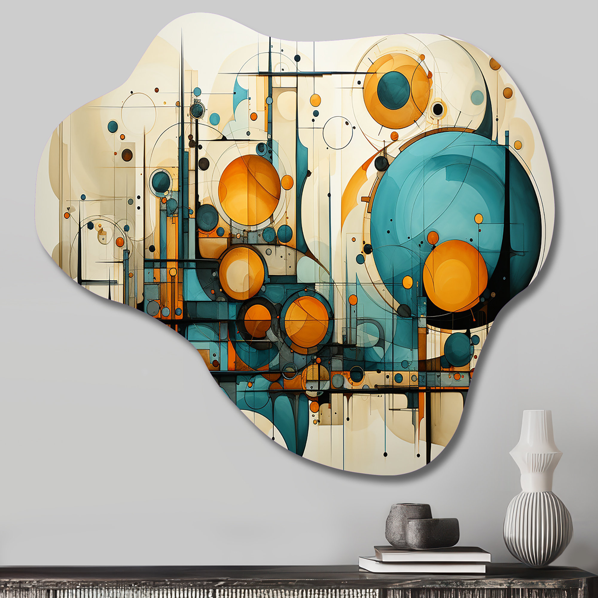 Design Art Teal Yellow Abstract Fractal Collage Melodies I - Cloud ...
