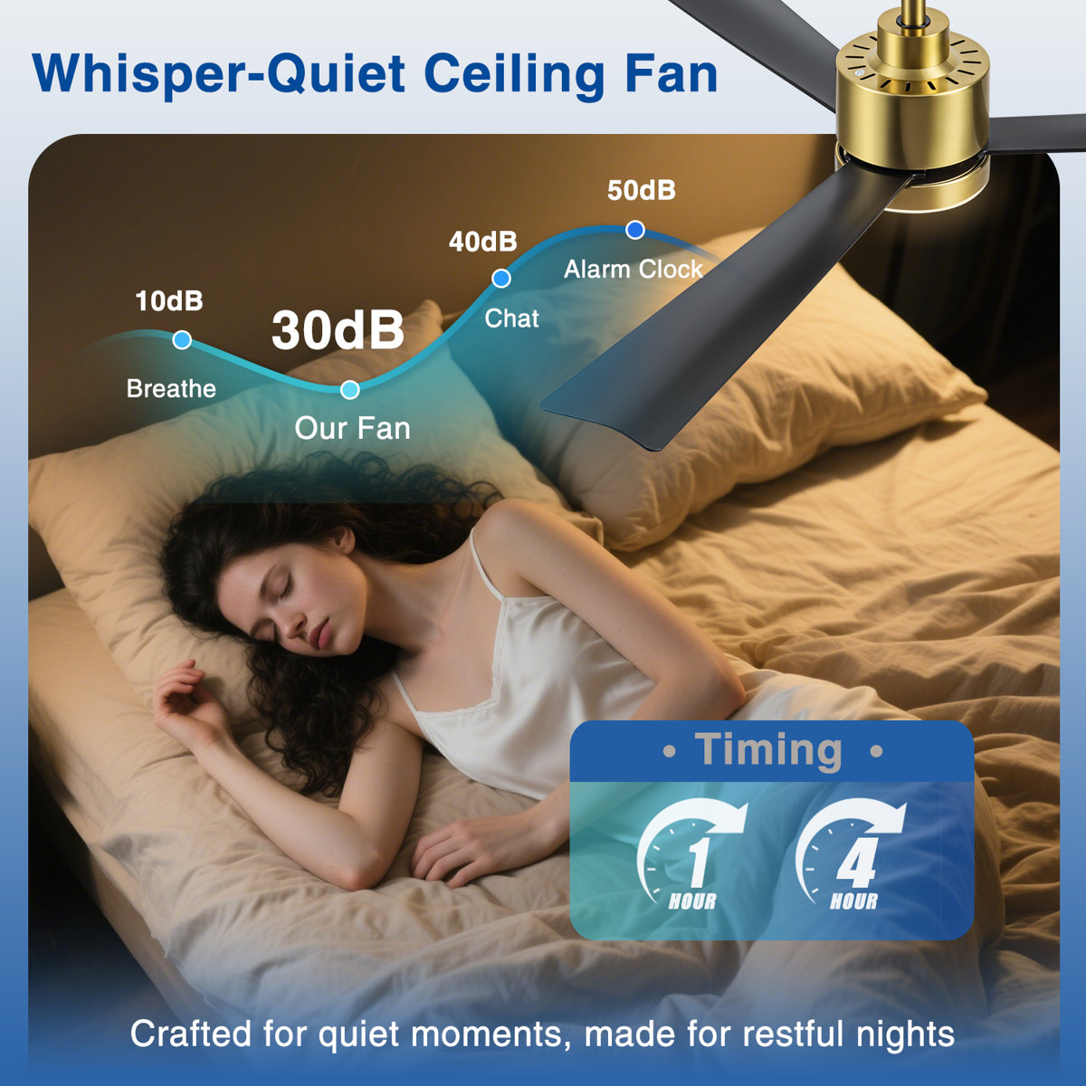 Mercer41 Cashae 52" Black DC Motor Ceiling Fan with LED Light and ...