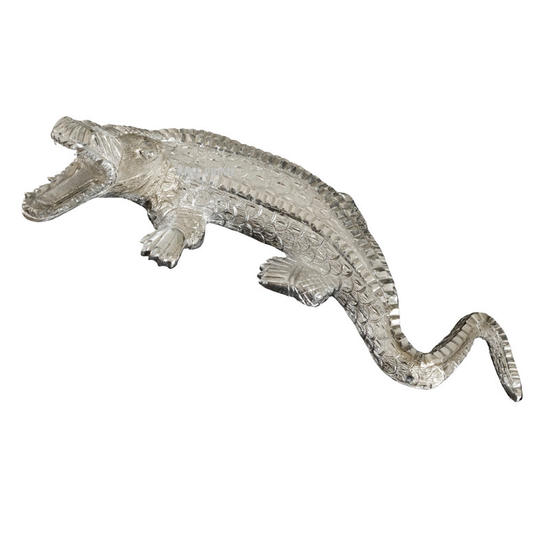 Trinx Royst Gator Statue Hand Carved & Polished Solid Metal | Wayfair