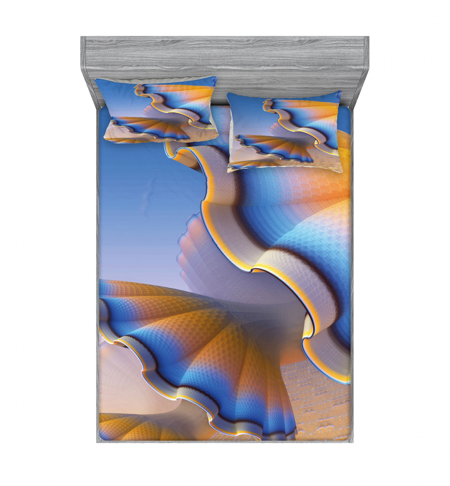 Ambesonne Trippy Gradient Shell in Digital Textured Tones Sci Fi Sheet ...