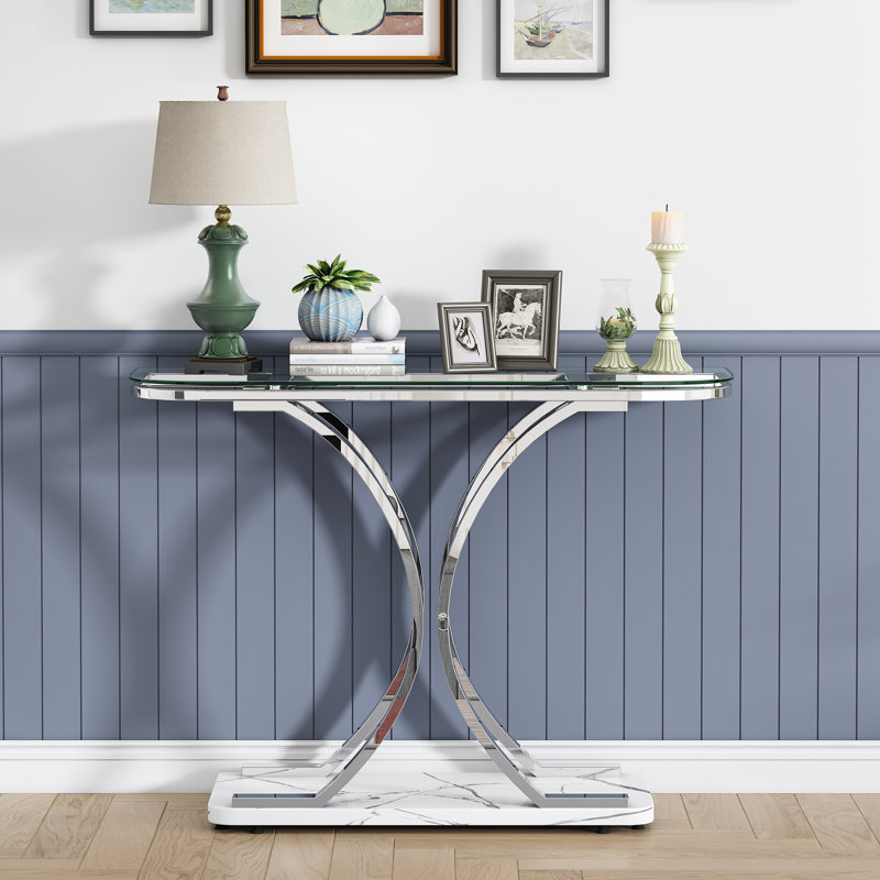 Willa Arlo™ Interiors Balsam Tempered Glass Console Table with ...